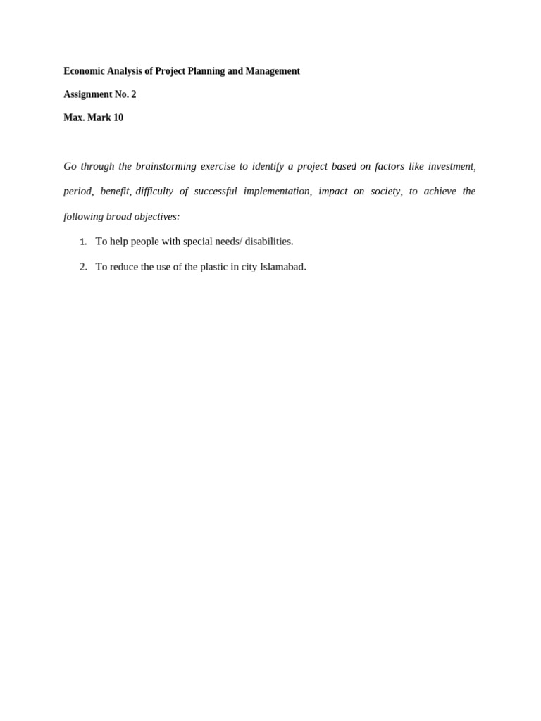 Assignment 2 Project Planning | PDF