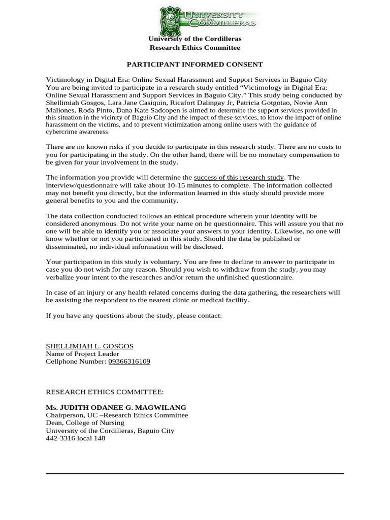 ERC - SOP FT07 - Participant Consent Form 1 | PDF