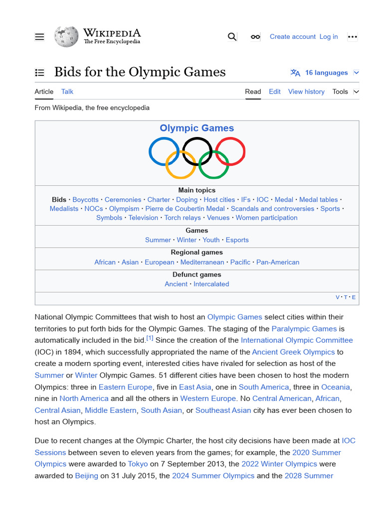 En-Wikipedia-Org-Bids For The Olympic Games | PDF | Olympic Games ...