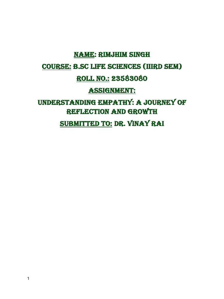 Vac Assignment on Empathy | PDF | Empathy | Experience Vac Assignment on Empathy | PDF | Empathy | Experience