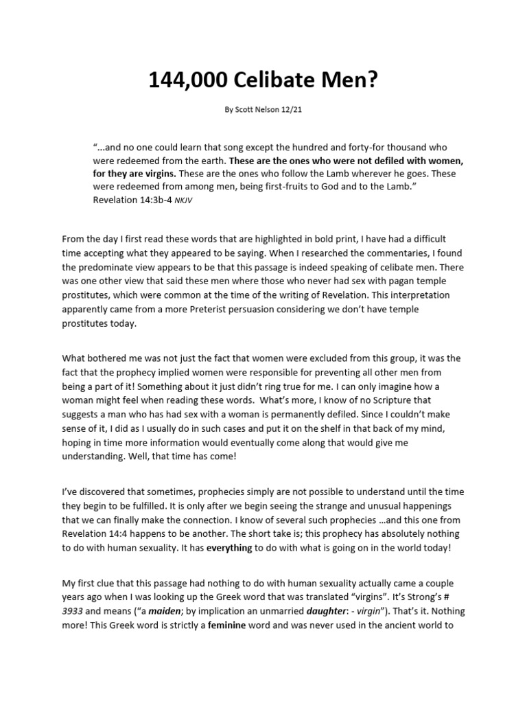 144000-Celibate-Men | PDF | Virginity | Jesus