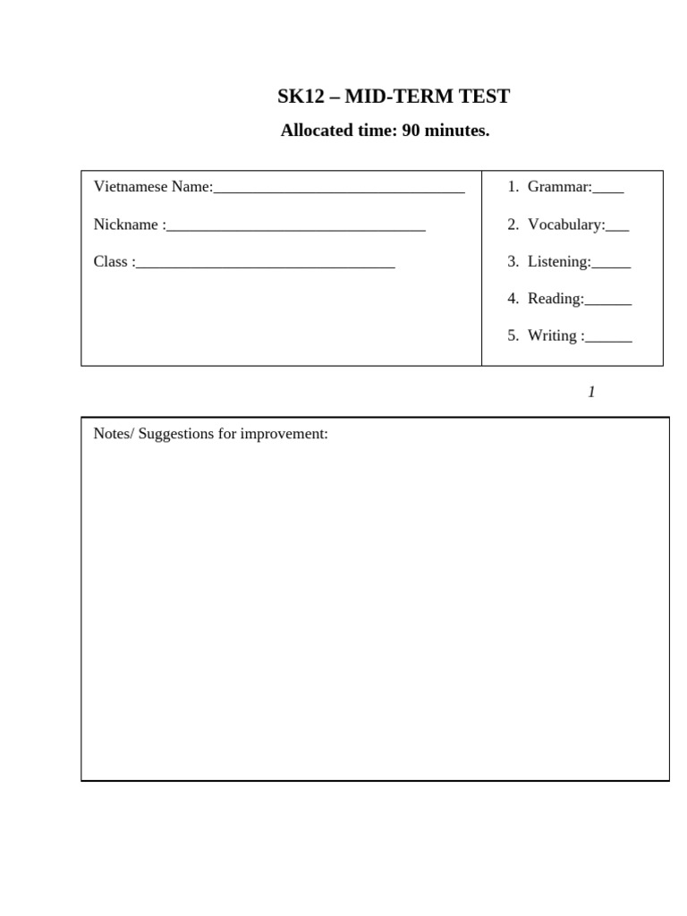 6 bản - SK12 - MID-TERM TEST | PDF | Wright Brothers | Eye Color