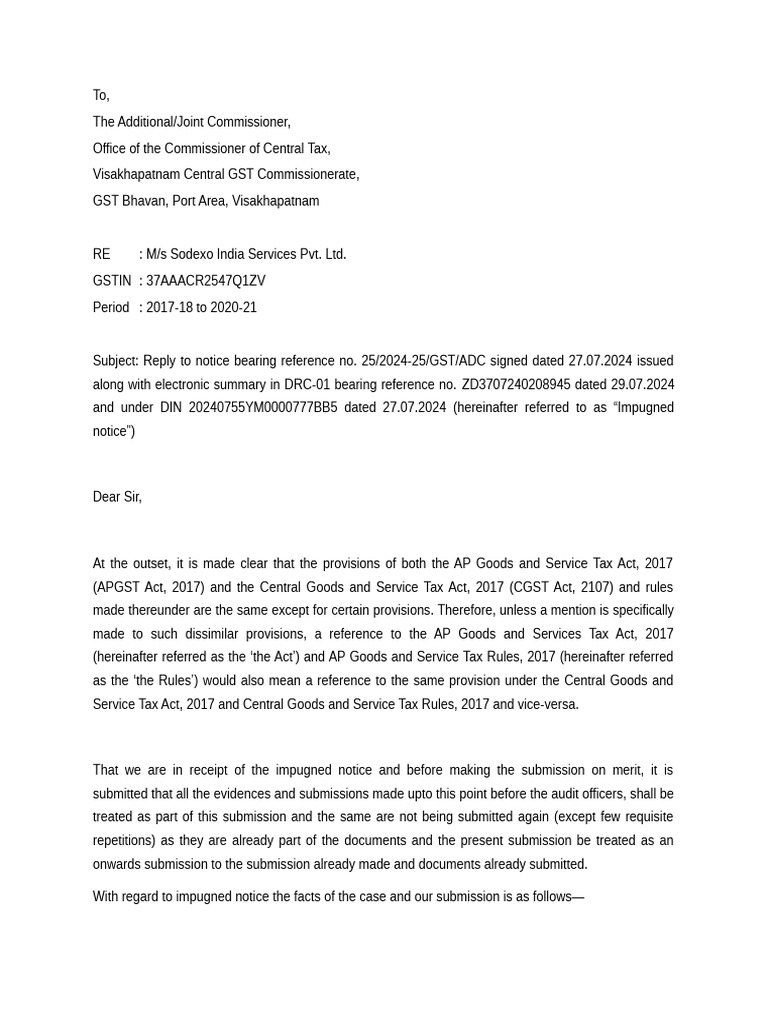 Markup - Reply - DRC-01 - SISPL - AP - 2017-18 To 20-21 | PDF | Taxes ...