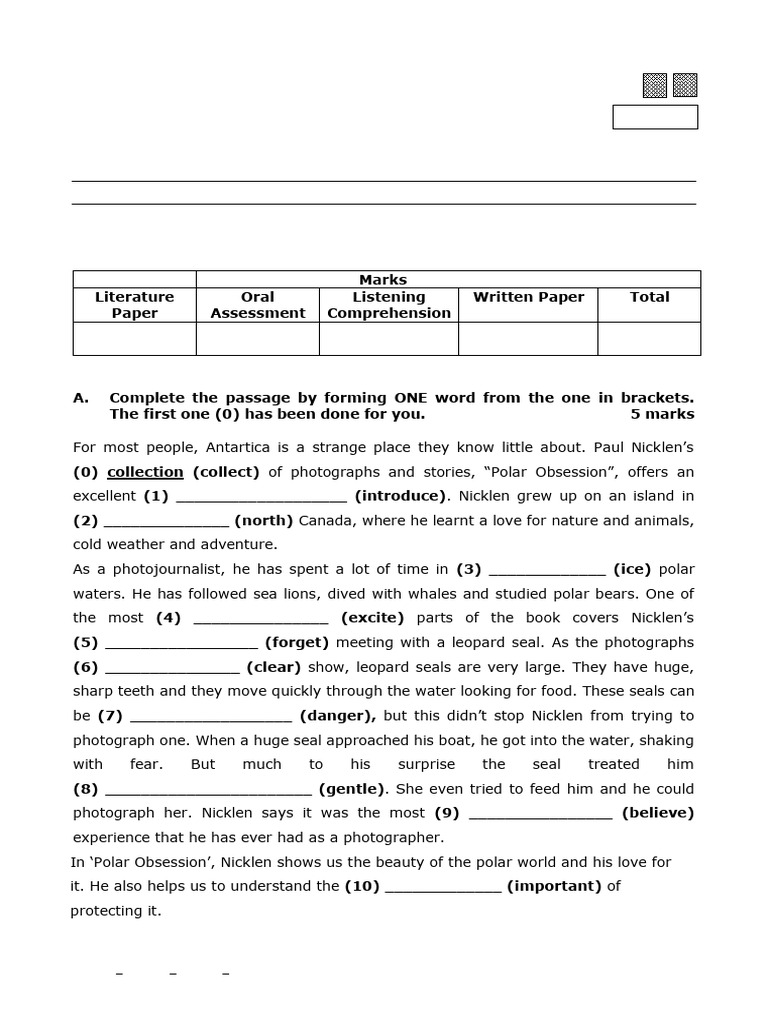 english_yr10_t2_paper1_2019 | PDF | Pinniped