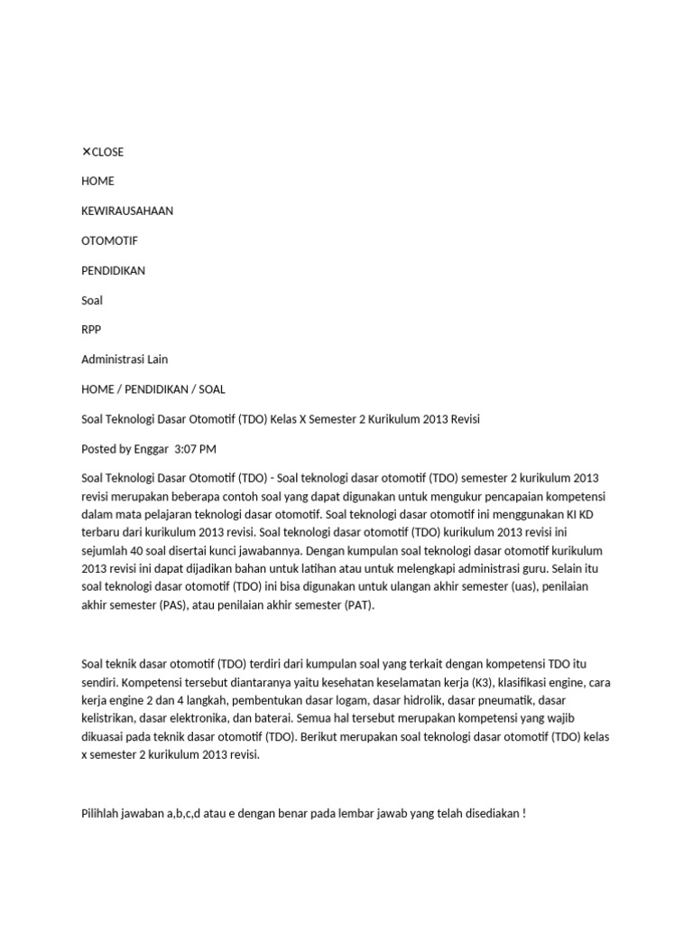 Soal Pat Tdo Alitihad New | PDF