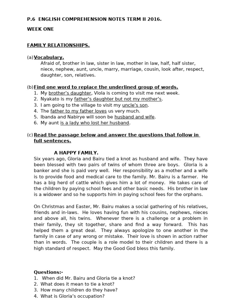 P.6 Comprehension Notes 2 2016 | PDF | Sewing | Carpentry