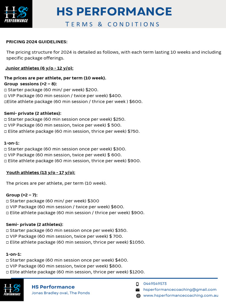 HS Performance Pricing Guidelines | PDF