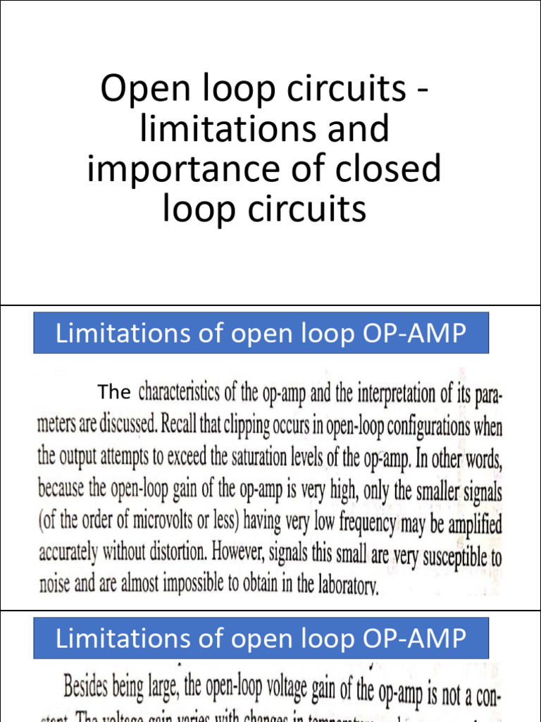 Open Loop Circuit Limitations and Importance of Closed Loop Circuits | PDF