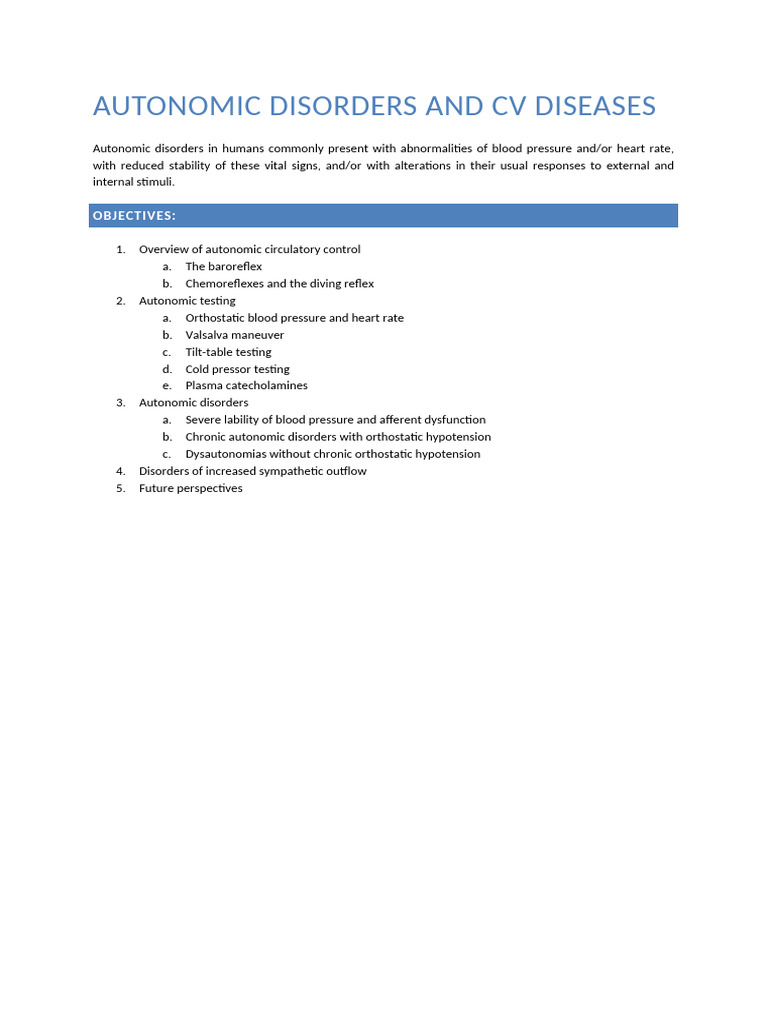 Autonomic disorders and cardiovascular diseases | PDF | Parkinson's ...