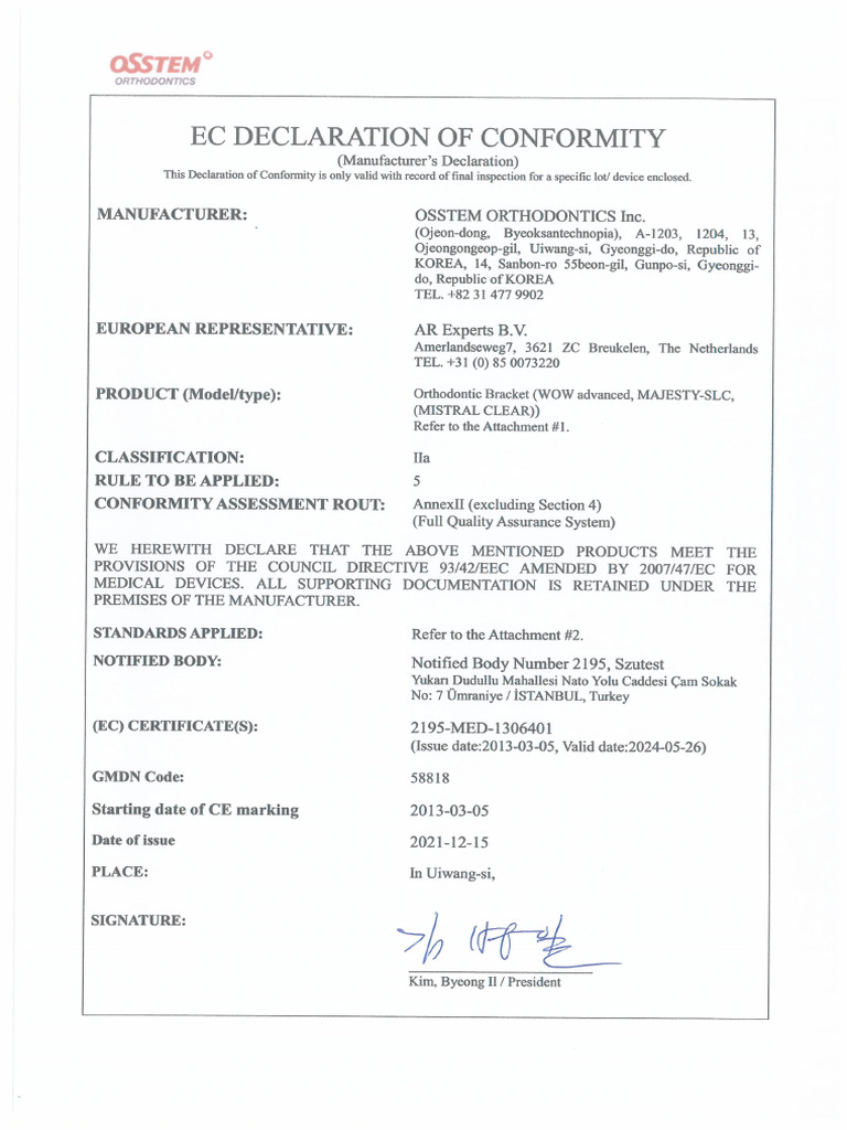 Declaration of Conformity - Trinity - 221215 | PDF | Medical Device
