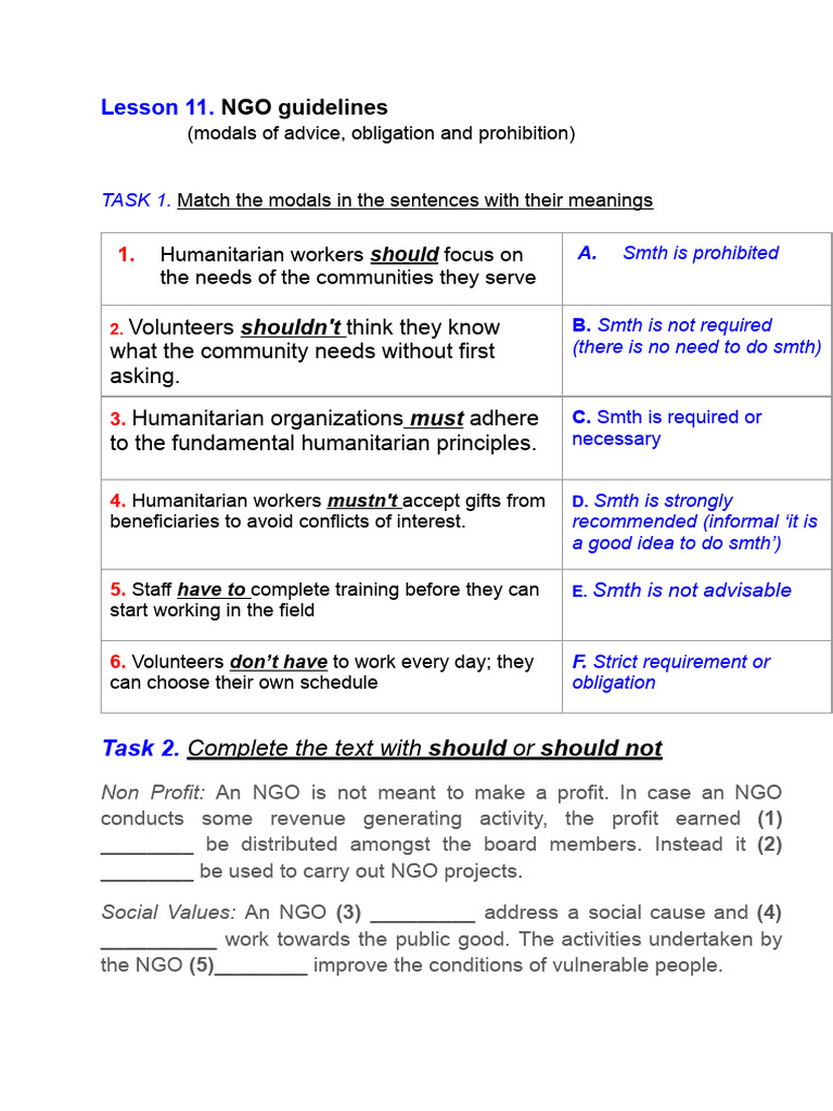 Lesson 11. NGO Guidelines | PDF | Non Governmental Organization ...
