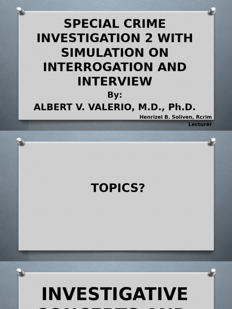 Criminal Investigation Techniques Overview | PDF | Crime Scene | Expert ...