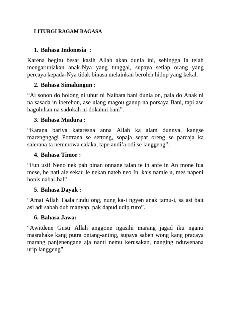 Liturgi Ragam Bahasa Natal Kec 2024 | PDF