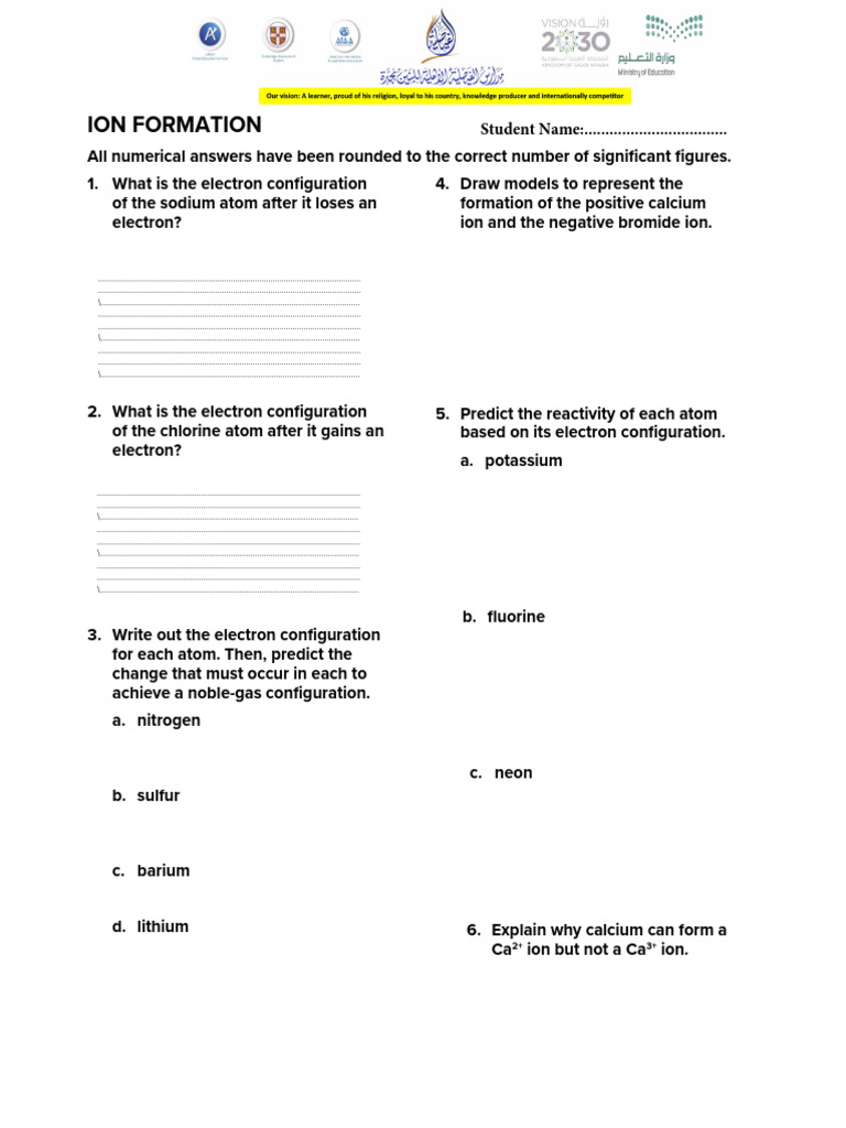 Ion Formation and Electron Configurations | PDF | Ion | Electron ...