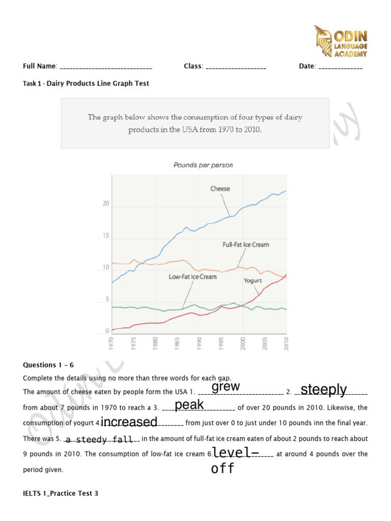 IELTS 1 Prractice Test 3 - Writing Task 1 | PDF