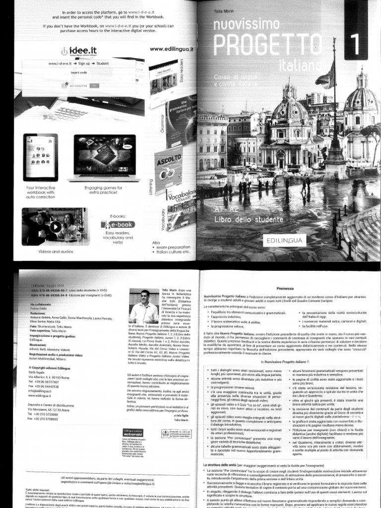 NUOVISSIMO PROGETTO ITALIANO 1 Libro Dello Studente | PDF