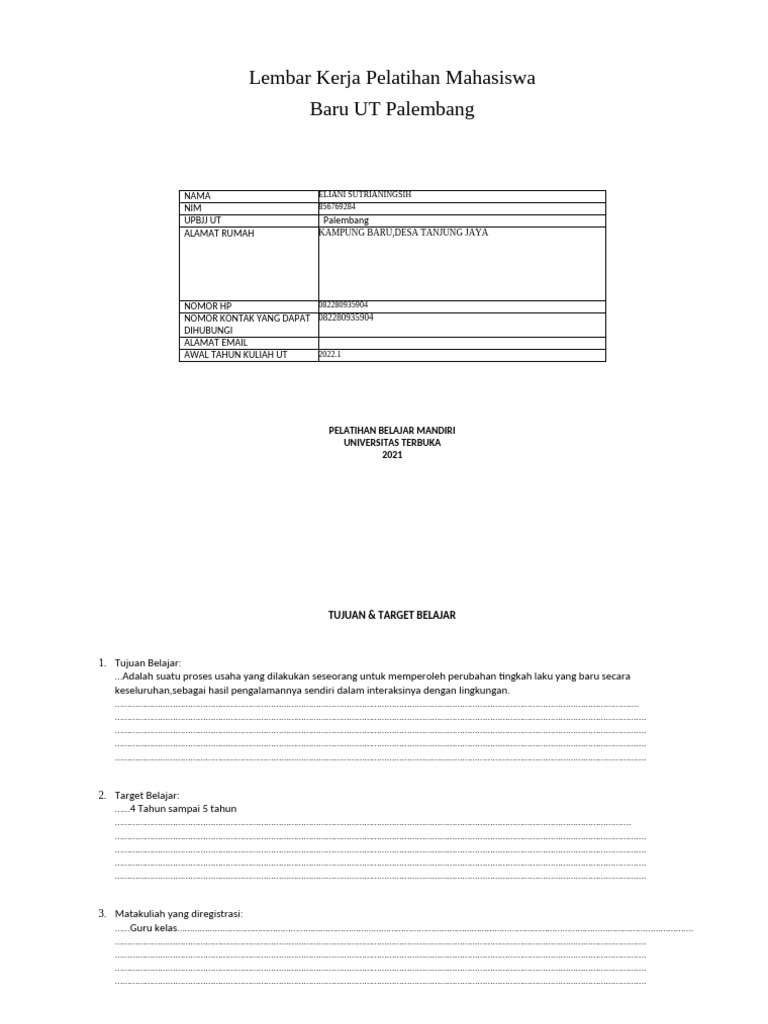 Lembar Kerja Mahasiswa | PDF