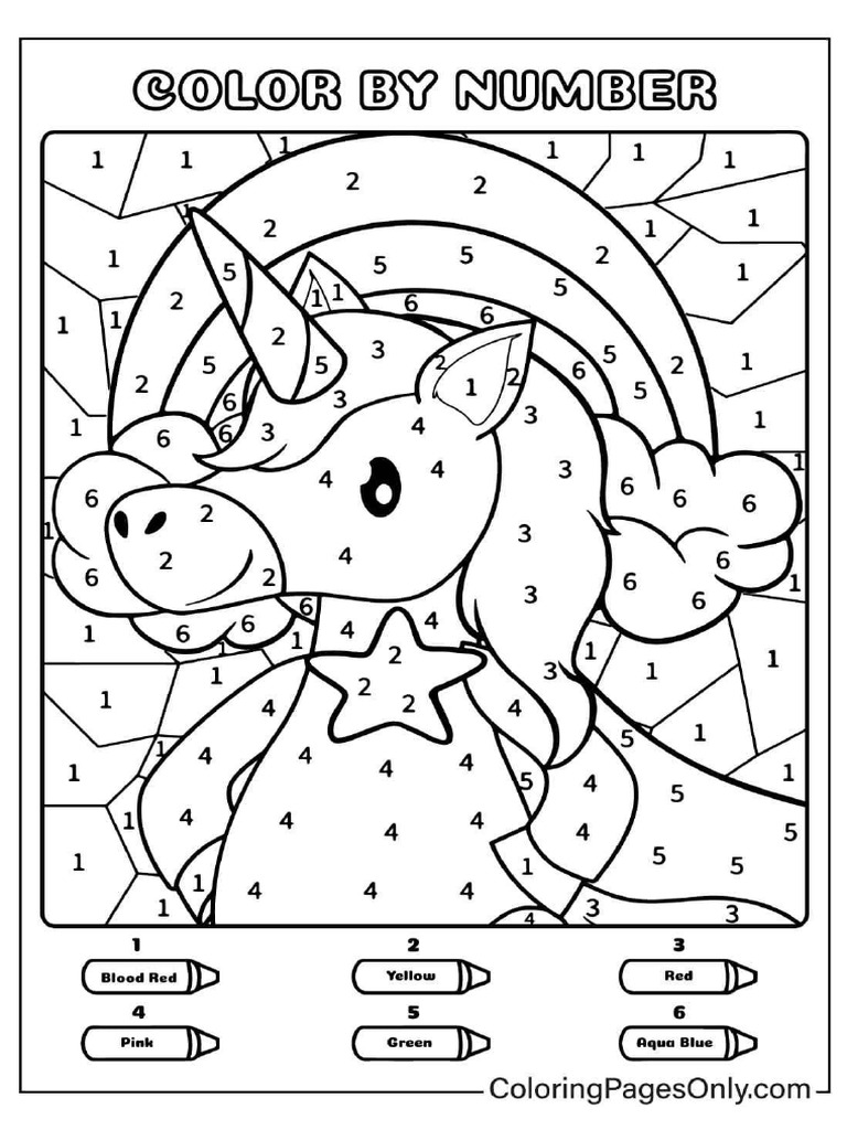 Color by Number Unicorn and Rainbow | PDF