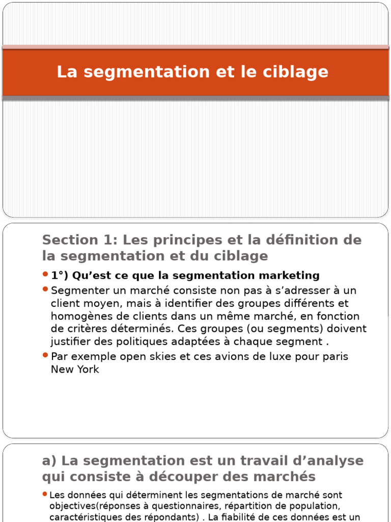 Segmentation et Ciblage Marketing | PDF | Segmentation (marketing ...