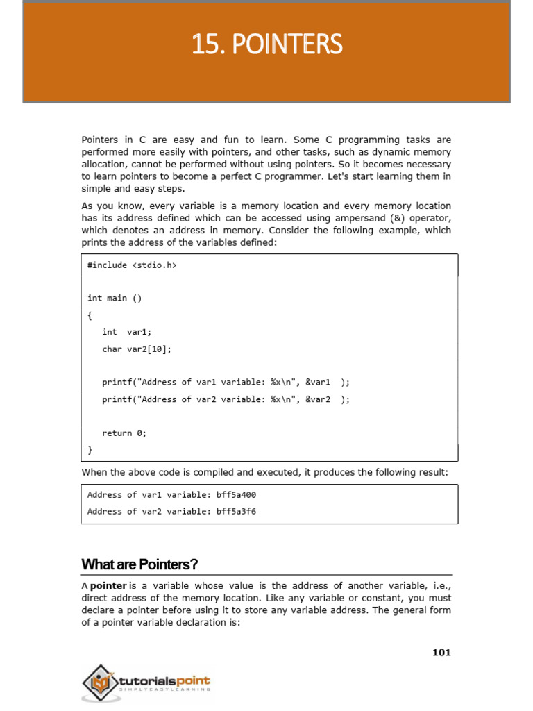 Lo4pointers Pdf Pointer Computer Programming Integer Computer Science 6250