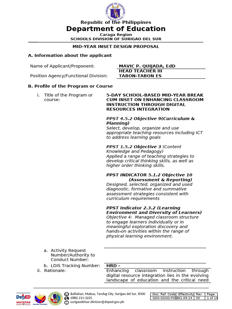 Tabon Tabon Es Midyear Inset Design 2024 | PDF | Educational Assessment ...