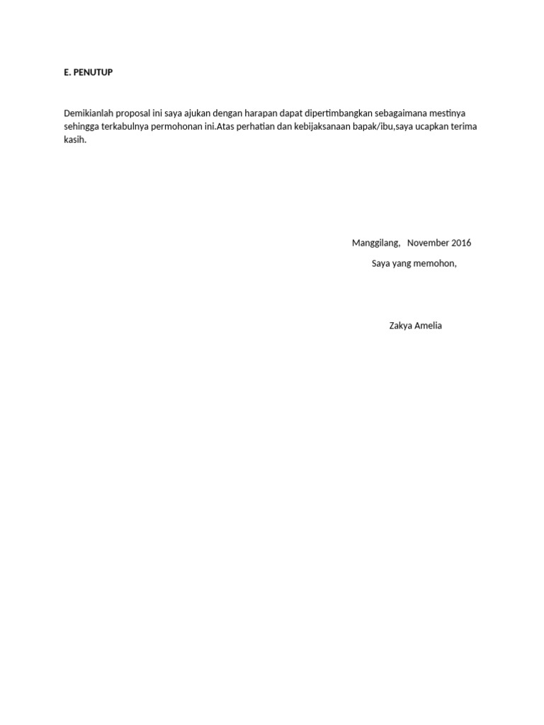 Penutup Proposal | PDF