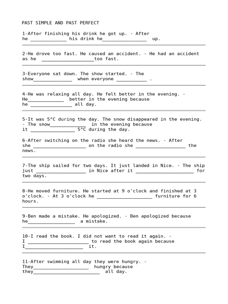 PAST SIMPLE AND PERFECT | PDF