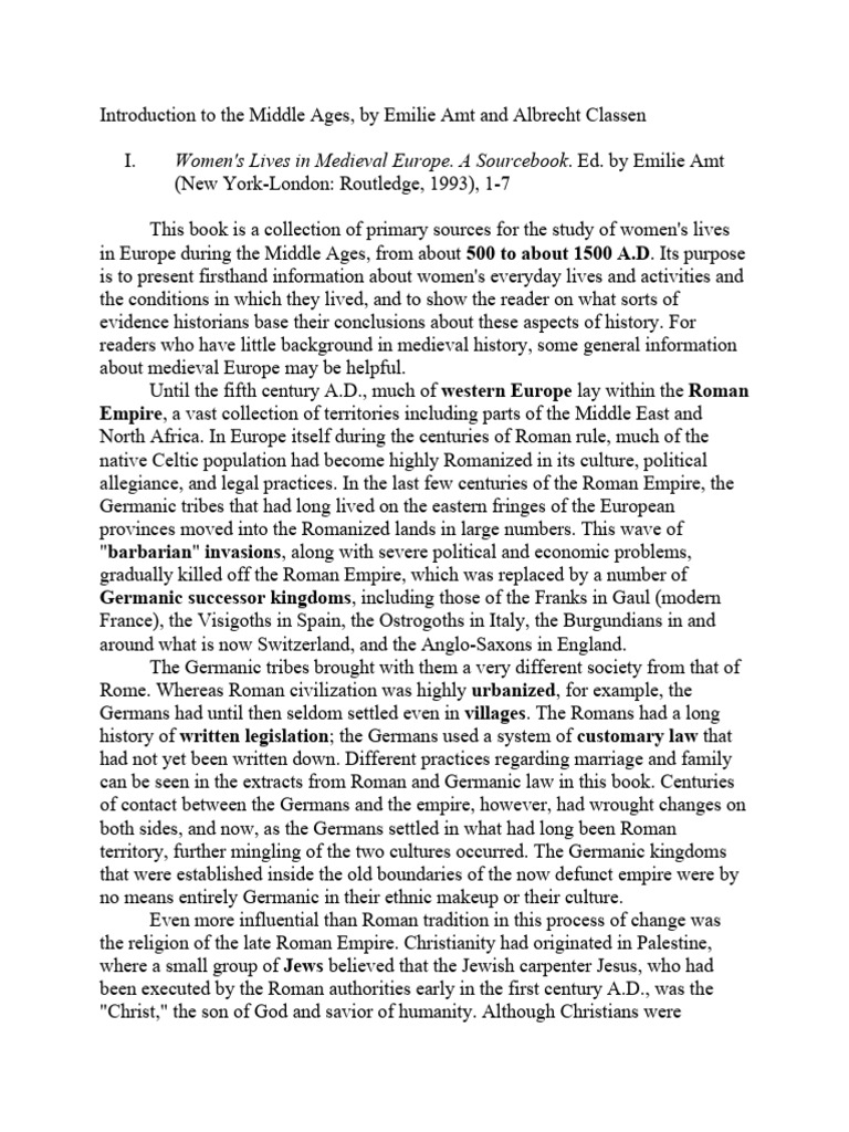 Women's Lives in Medieval Europe | PDF | Renaissance | Chrétien De Troyes