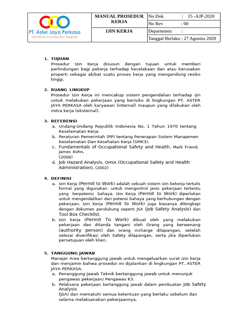 18.sop Instruksi Kerja | PDF