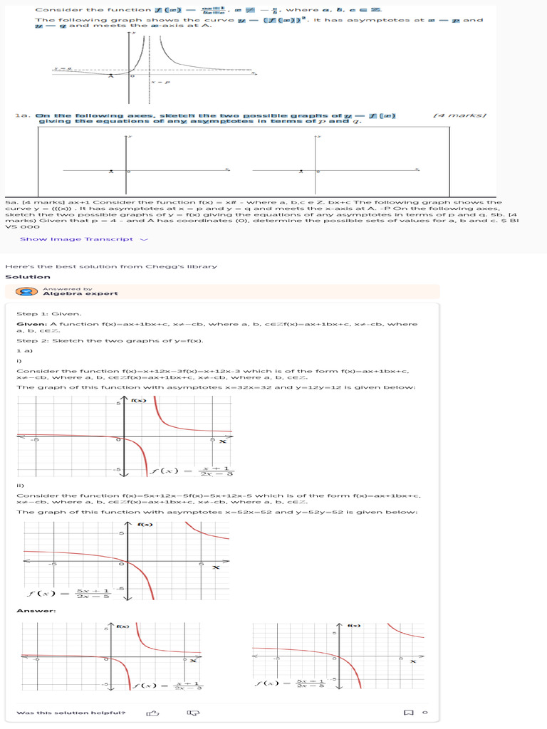 5a. (4 Marks) Ax+1 Consider The Function F (X) X#... | PDF | Asymptote ...