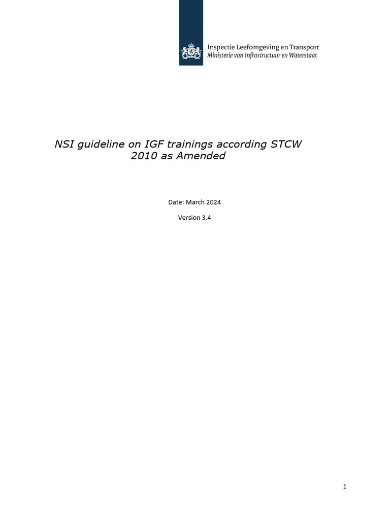 NSI Guideline On IGF Trainings According STCW 2010, As Amended | PDF