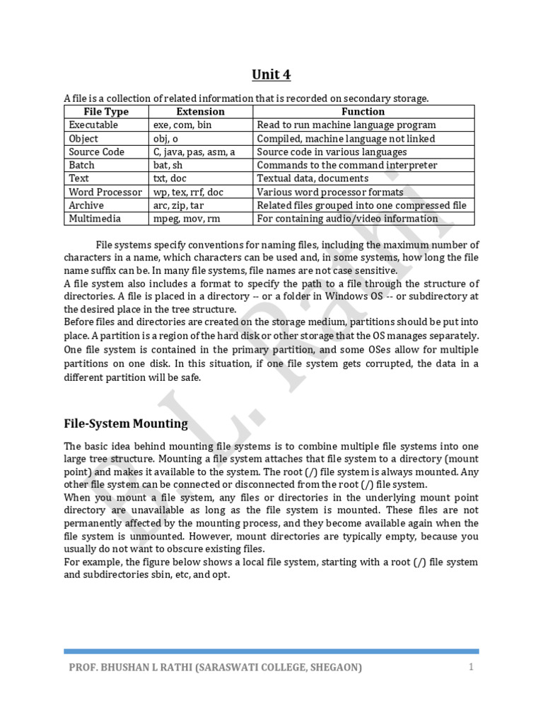 Unit 4 1 Pdf Computer File File System