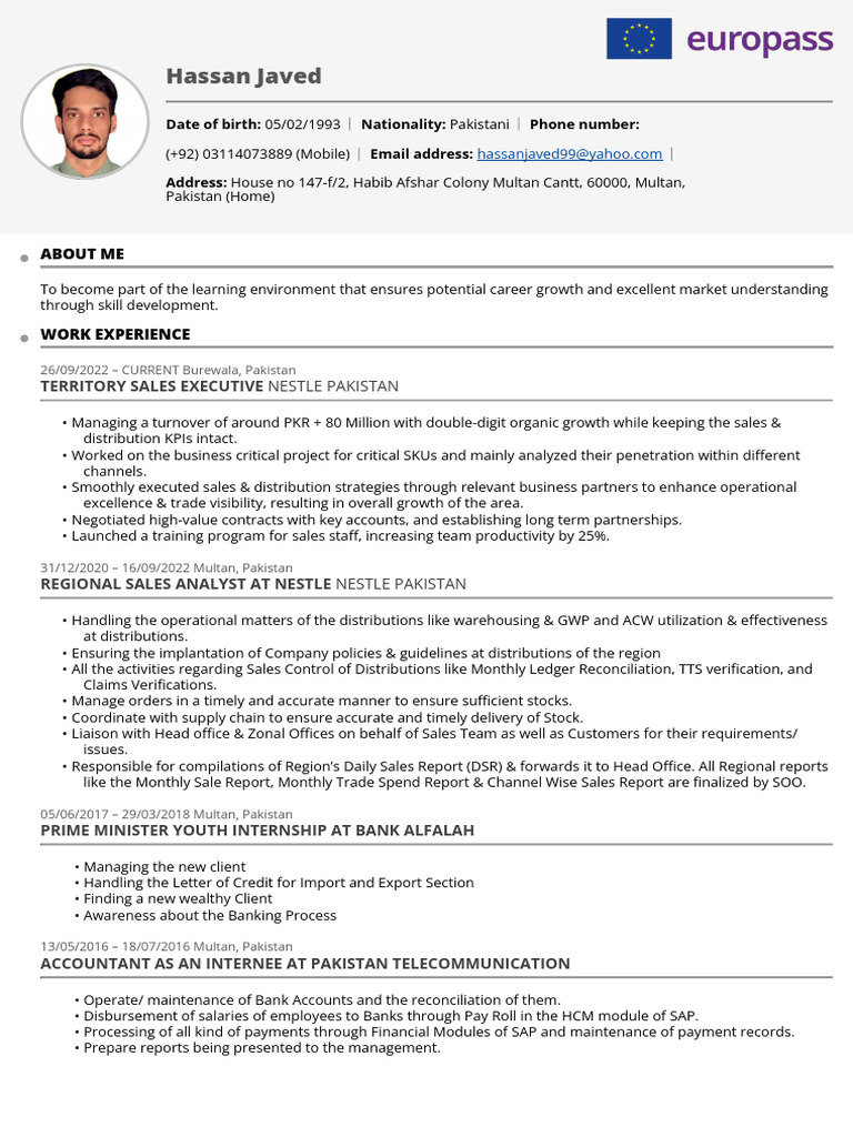 Hassan E CV | PDF | Data Science | Pakistan