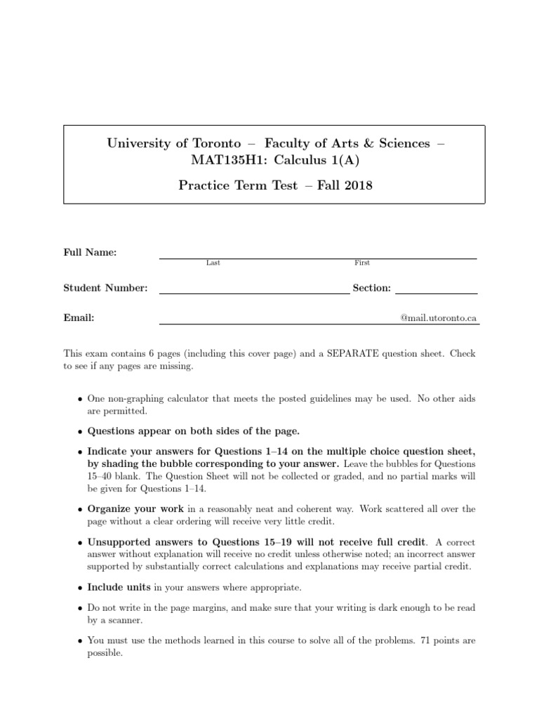 MAT135 F18 Practice+Term+Test | PDF
