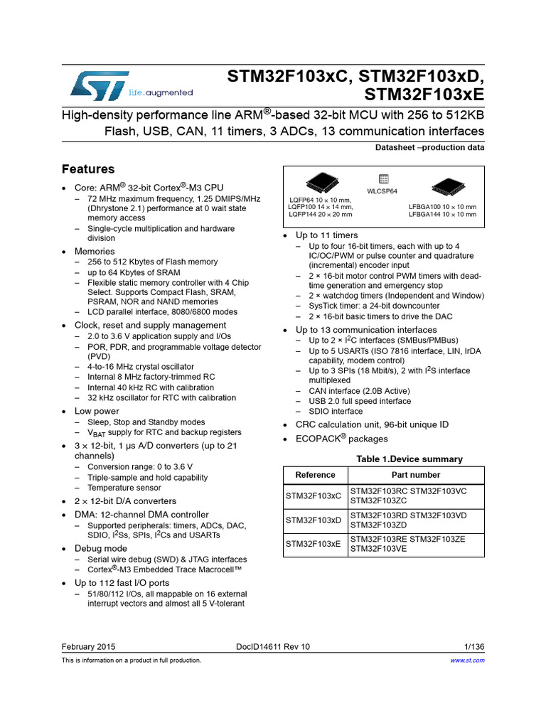 STM32F103ZET6 | PDF | Electrical Engineering | Computer Engineering