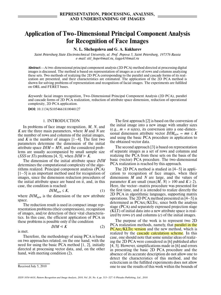 FaceRecoPCA | PDF | Principal Component Analysis | Matrix (Mathematics)