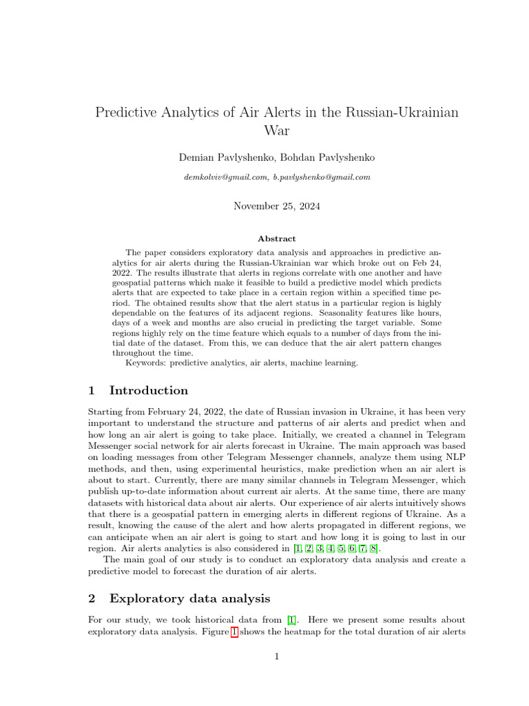 Predictive Analytics of Air Alerts in The Russian Territory | PDF ...