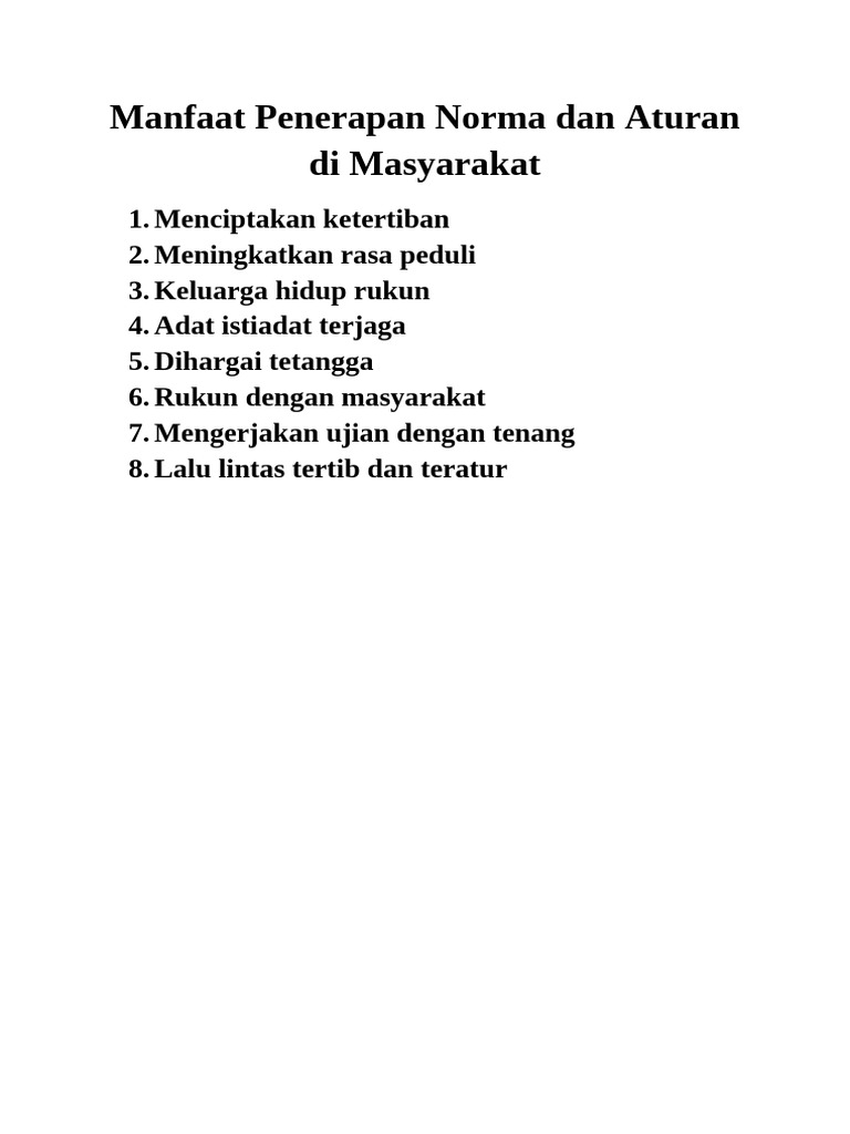 Manfaat Norma dan Aturan di Masyarakat | PDF