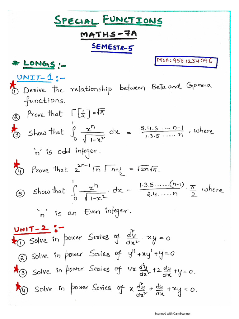 Maths 7a - SF List of Imp | PDF
