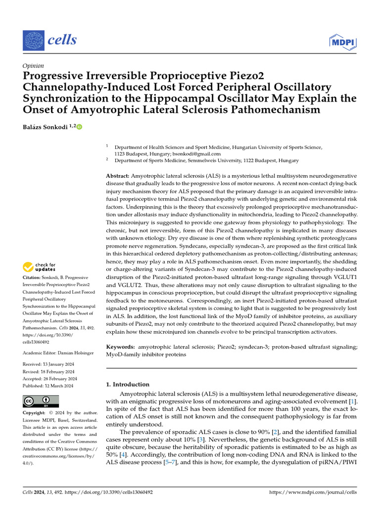 Progressive Irreversible Proprioceptive Piezo2 Channelopathy-Induced Lost Forced Peripheral ...