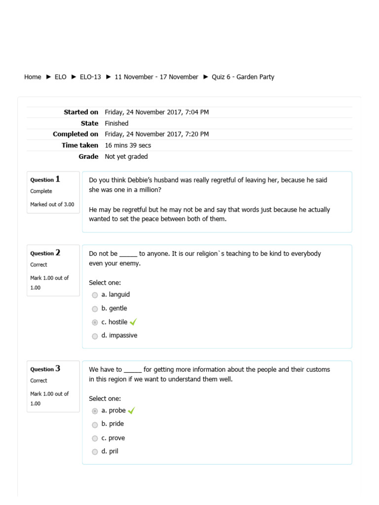 Quiz 6 - Garden Party | PDF