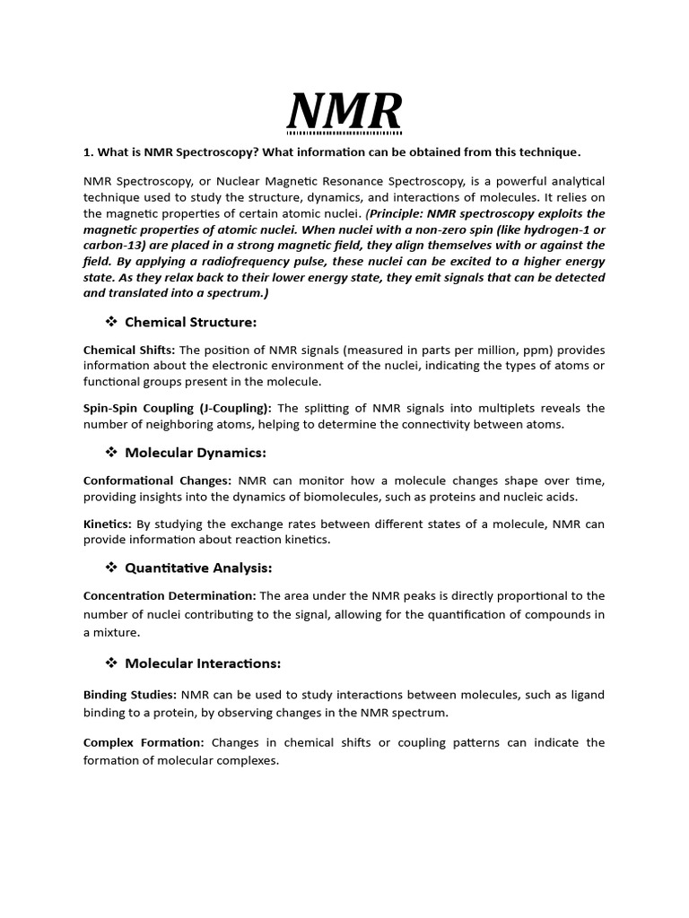 NMR | PDF | Nuclear Magnetic Resonance | Nuclear Magnetic Resonance Spectroscopy