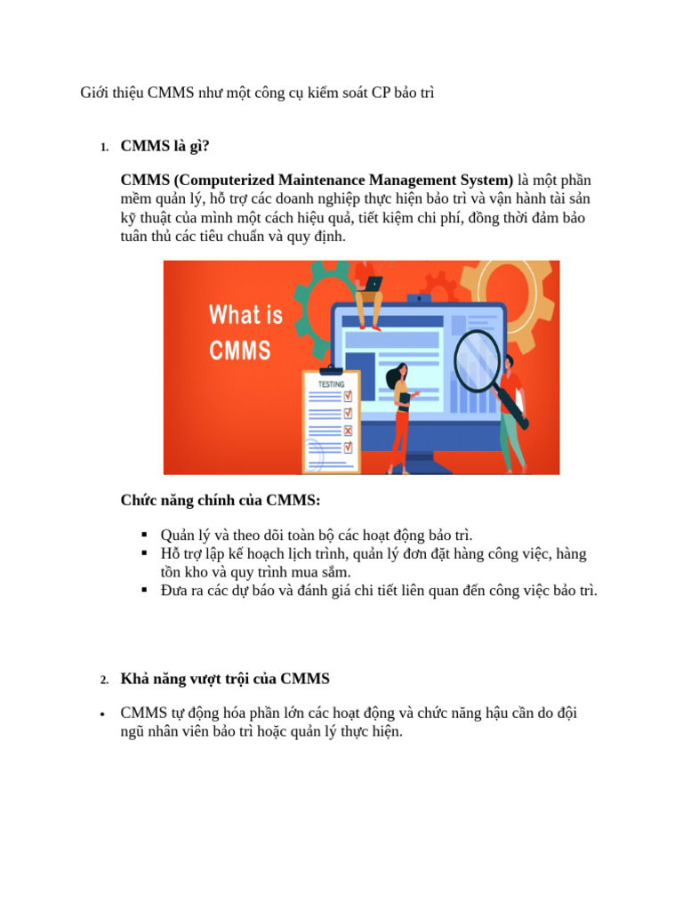 CMMS Là Gì? CMMS (Computerized Maintenance Management System) | PDF