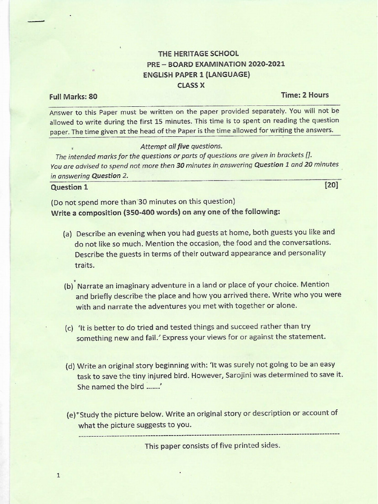 English Paper 1 | PDF