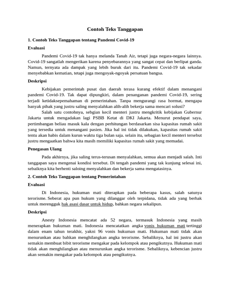 Contoh Teks Tanggapan | PDF