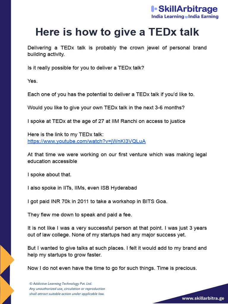 Here Is How To Give A TEDx Talk | PDF