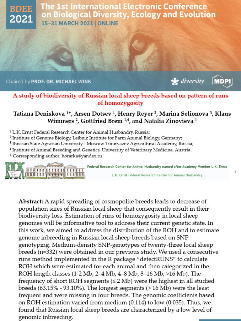 Russian Sheep Genome Biodiversity Study | PDF | Inbreeding | Sheep