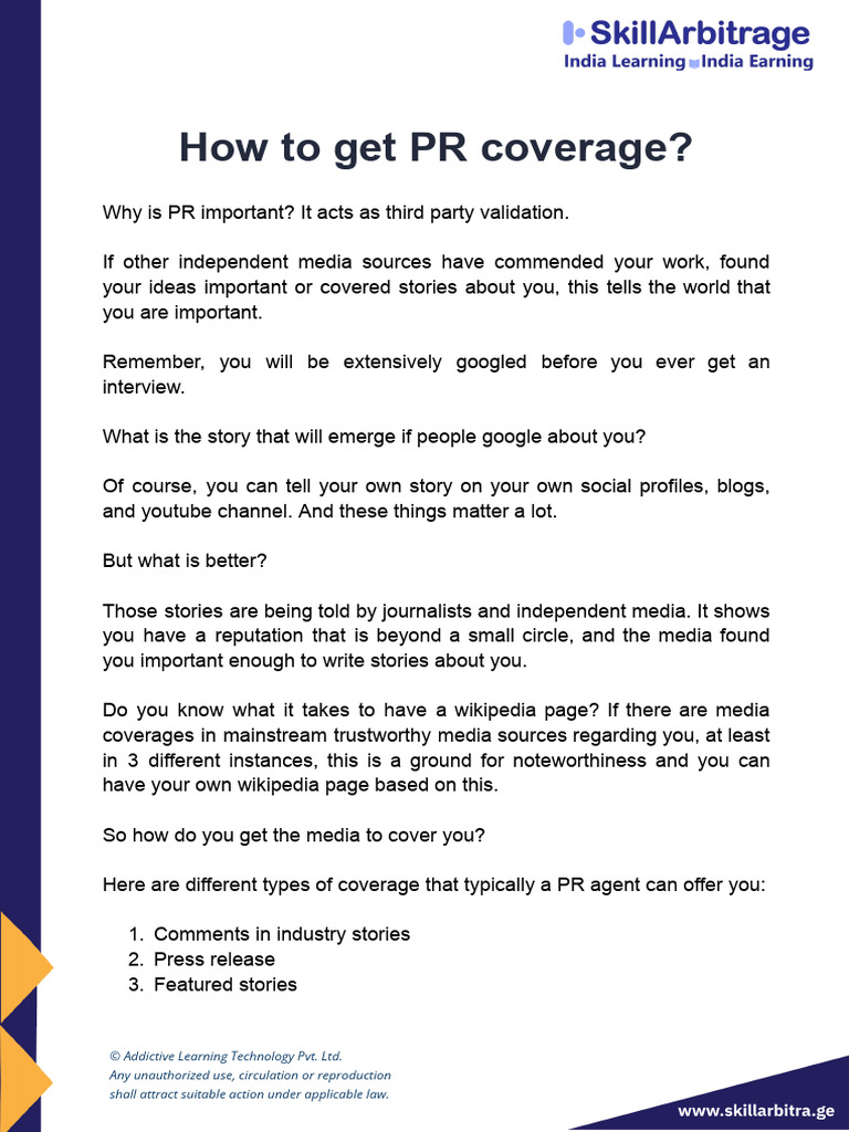 How to get PR coverage_ | PDF | Public Sphere | Mass Media