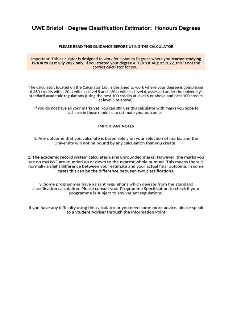 Honours Degree Calculator | PDF