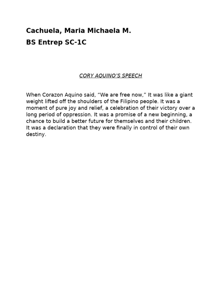Cory Speech | PDF